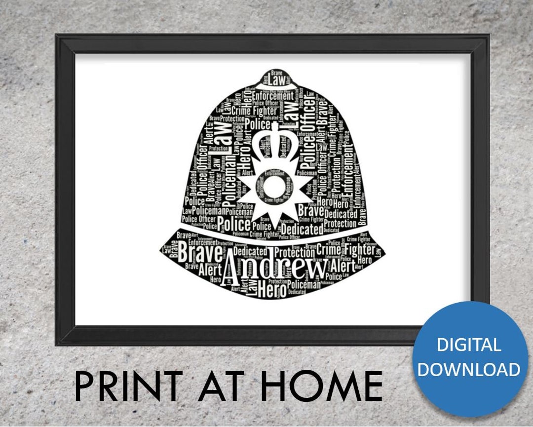DIGITAL DOWNLOAD - Personalised Policeman Word Art Gift, Police Officer ...