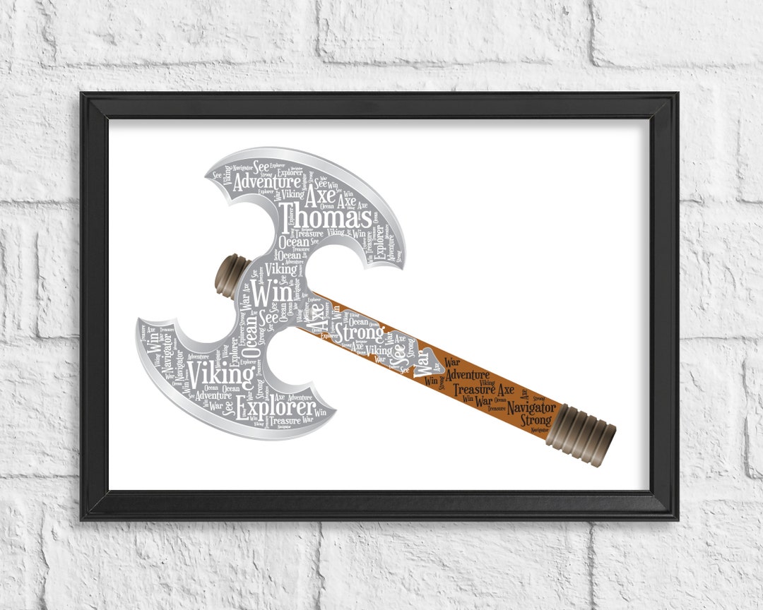 Personalised Viking Axe Word Art - Custom Word Wall Art Frame and ...