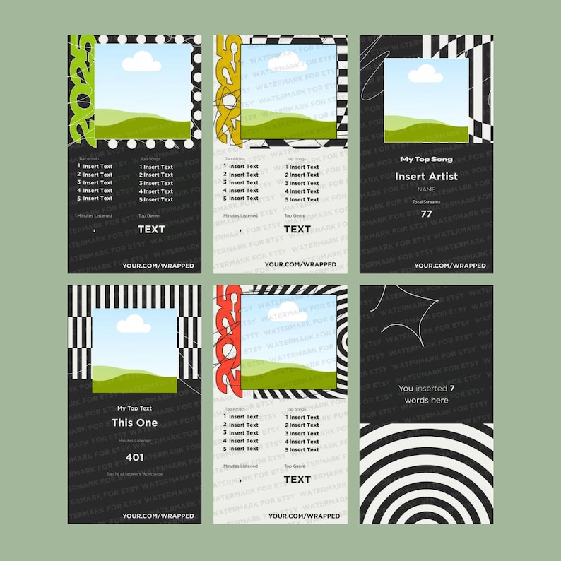 Spotify Wrapped 2025 Editable Template - Etsy