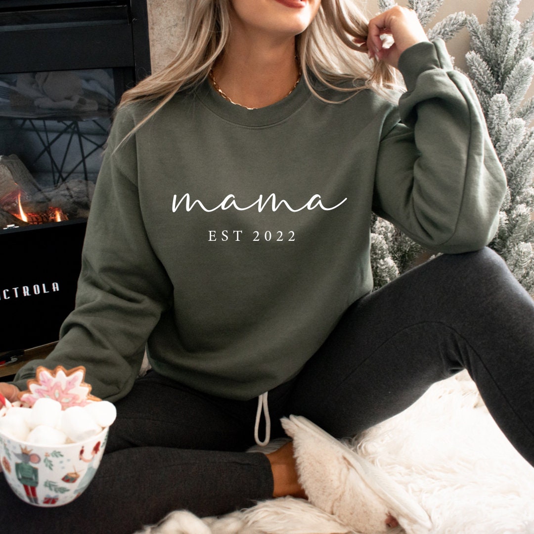 Mama Est Sweat-shirt , Personalized Mom Sweater - Etsy Canada