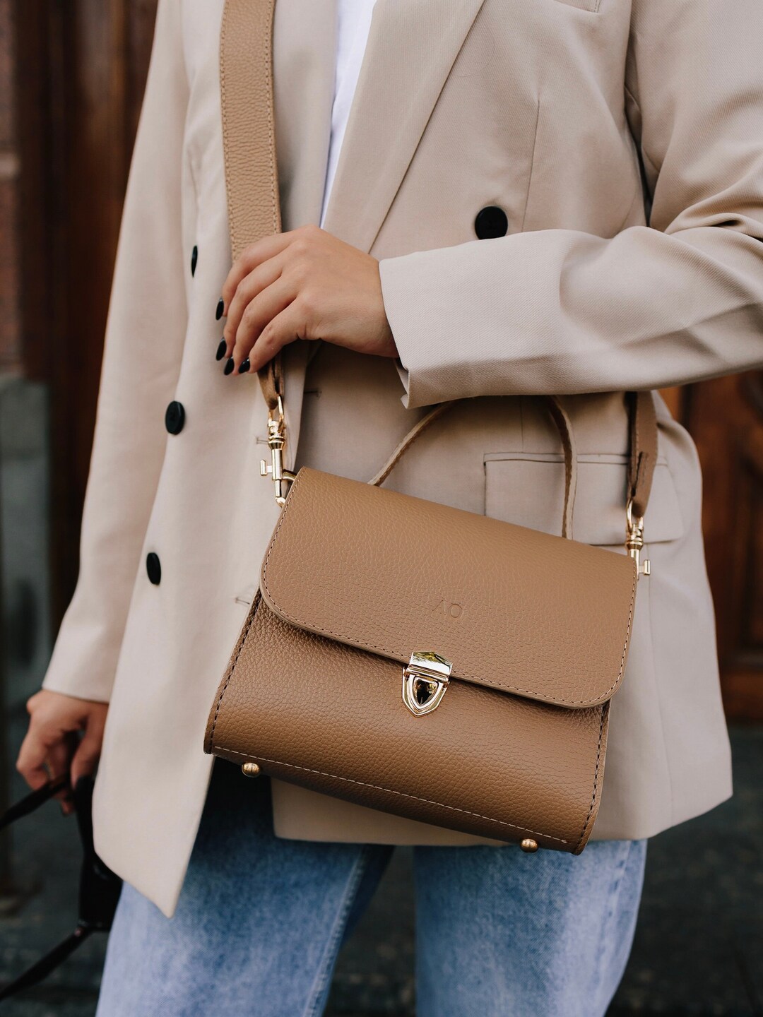 Leder Handtasche für Frau Vollnarbenleder Geldbörse handgemachte ...