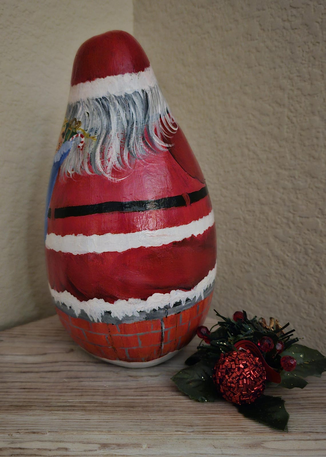 Hand Painted Gourd Santa - Etsy