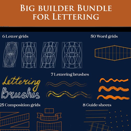 45 Procreate Lettering Grid Letter Builder Lettering | Etsy