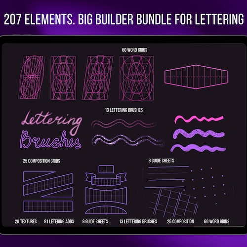 45 Procreate Lettering Grid Letter Builder Lettering - Etsy