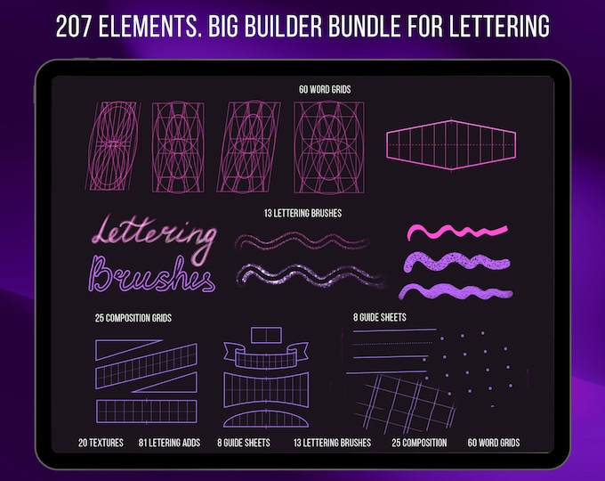 43 Procreate Letter Grid Templates, Grid Brushes, Lettering Guide ...