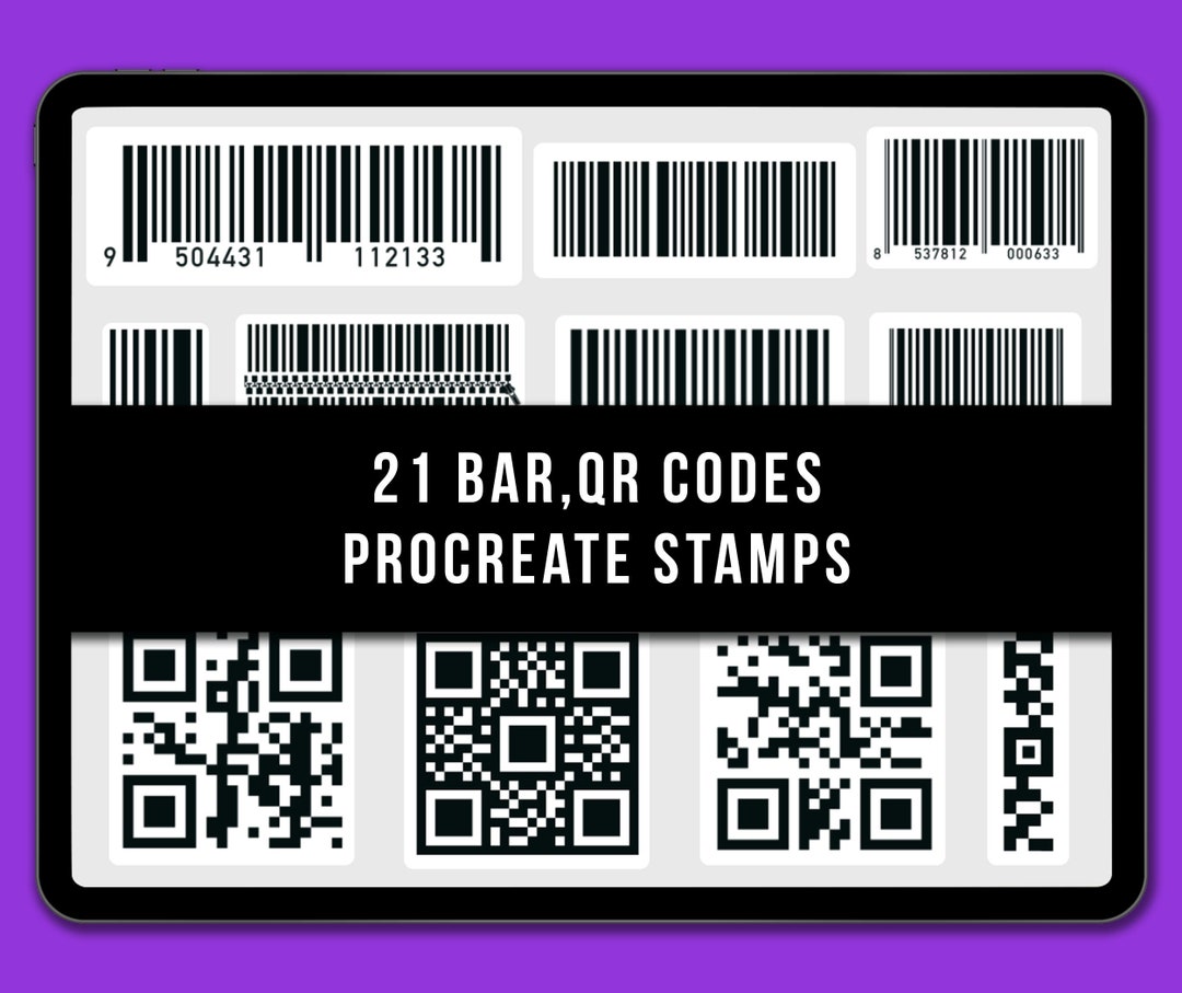 21 Procreate Bar Code Stamp Brushes, QR Code Stamps - Etsy