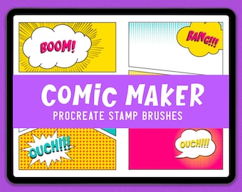 170 Procreate Comic Maker Stamp Brushes, Storyboard Template Builder, Speech Bubble Stamp ...