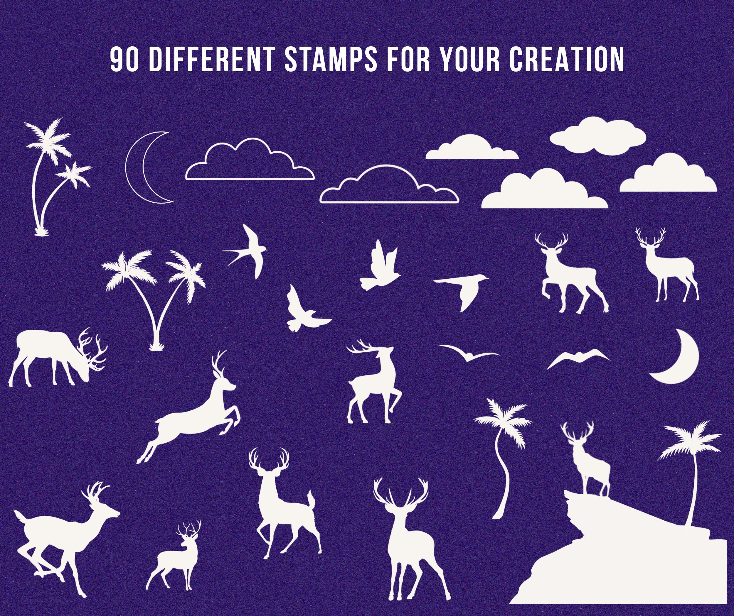 Procreate Landscape Creator Brush Set, Mountain Stamp, Deer, Tree ...