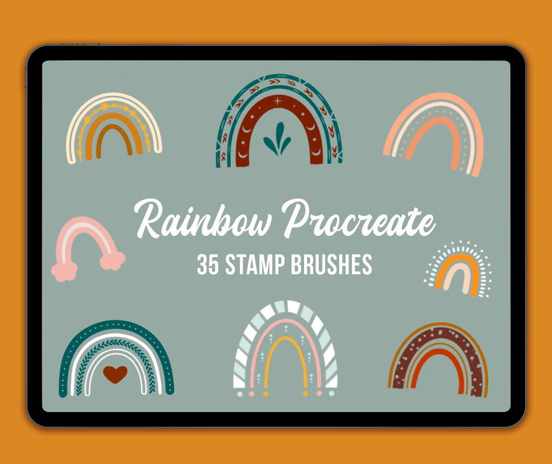 Rainbow Procreate Stamp Brushes, Nursery Abstract Rainbow - Etsy