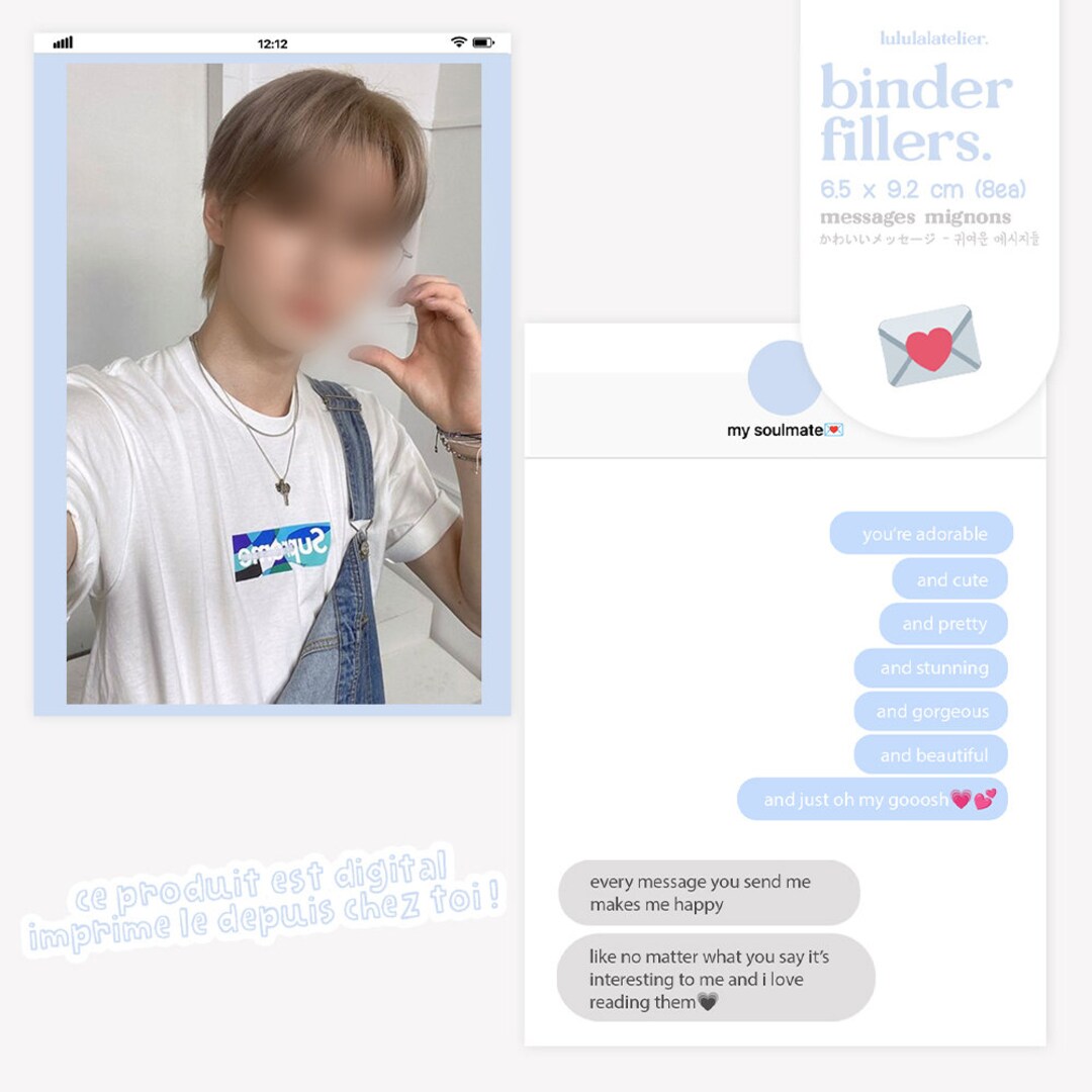 DIGITAL BINDER FILLERS 'cute Messages' Blue. - Etsy