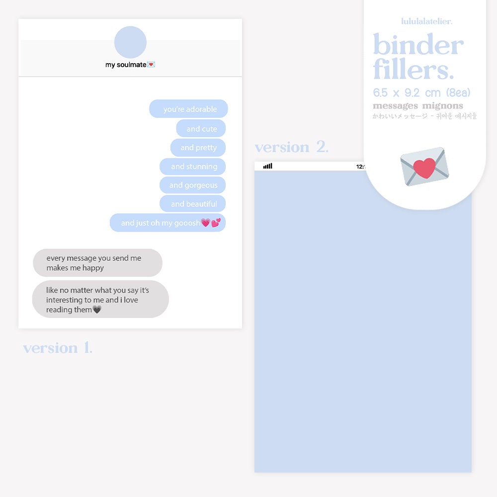 DIGITAL BINDER FILLERS 'cute Messages' Blue. - Etsy
