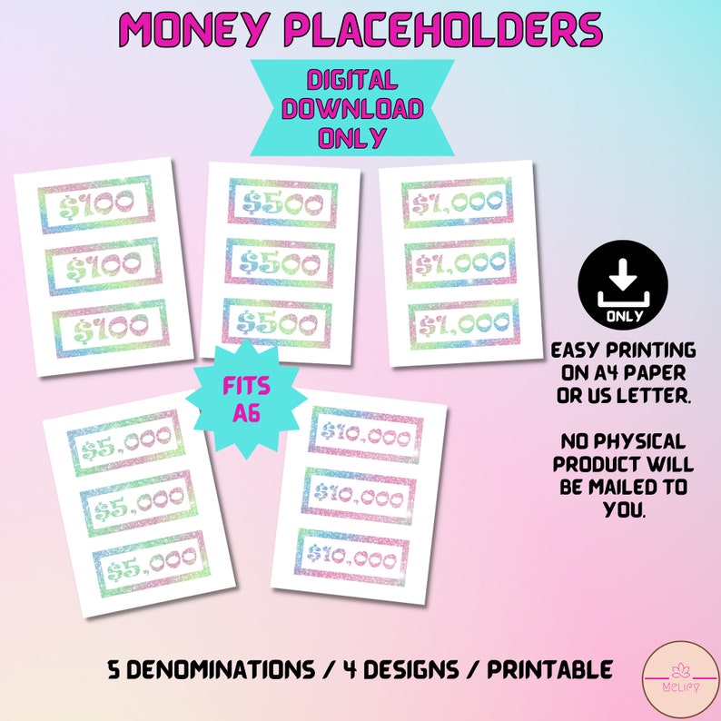 Digital Download Money Placeholders / Printable Prop Money for Cash ...