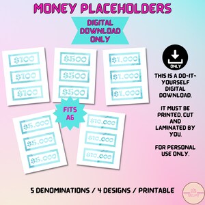 Digital Download Money Placeholders / Printable Prop Money for Cash ...