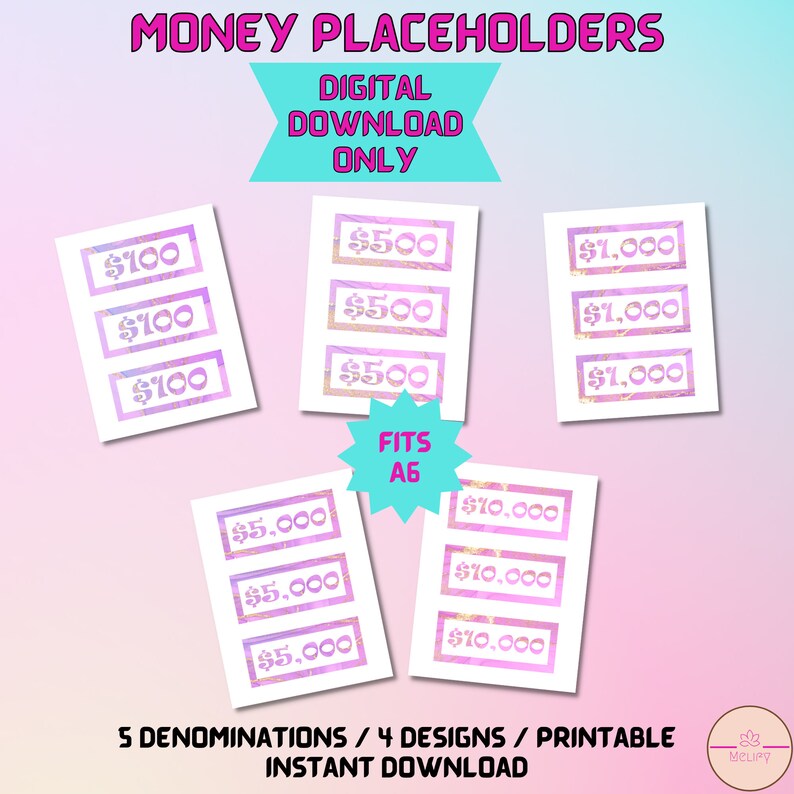 Digital Download Money Placeholders / Printable Prop Money for Cash ...