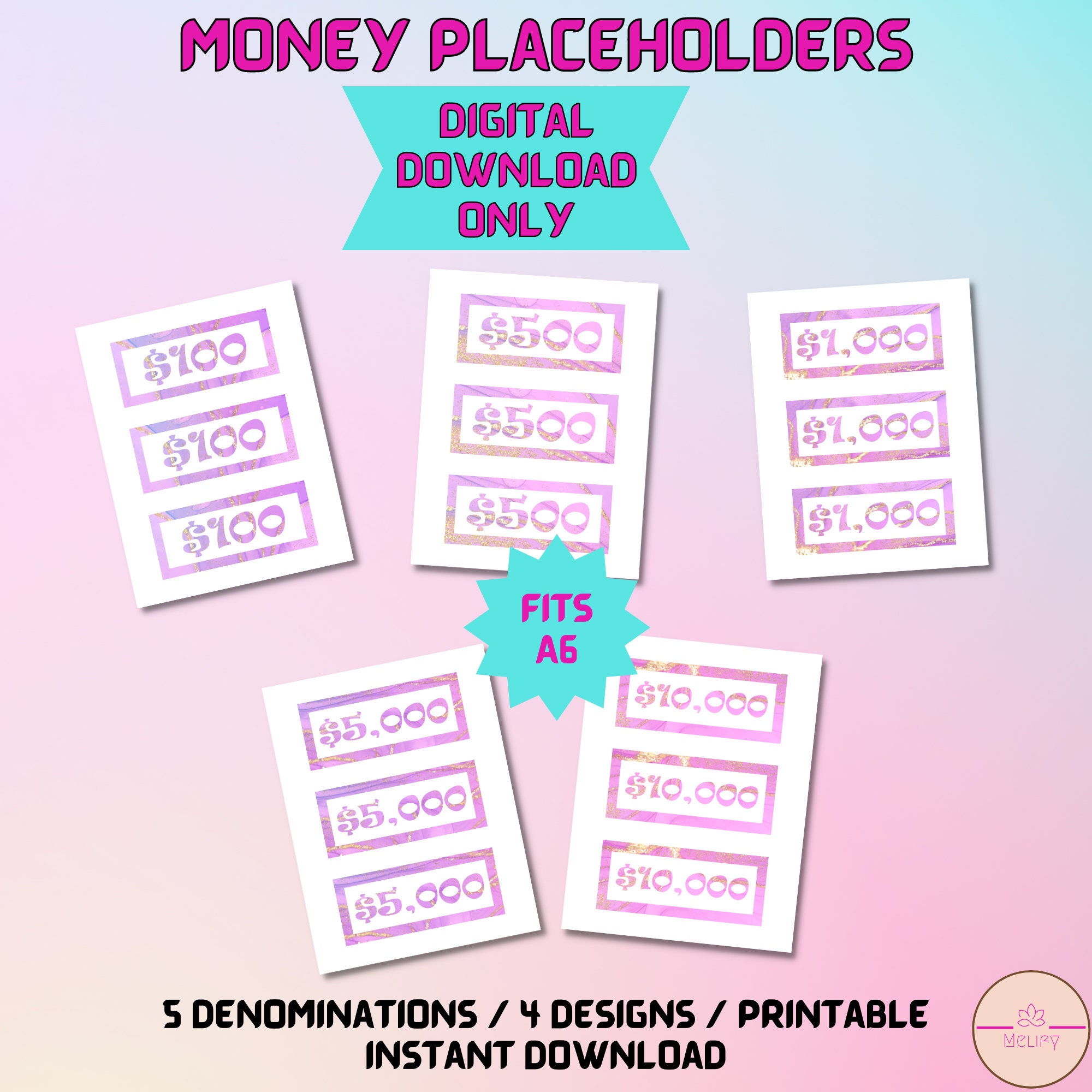 Digital Download Money Placeholders / Printable Prop Money for Cash ...