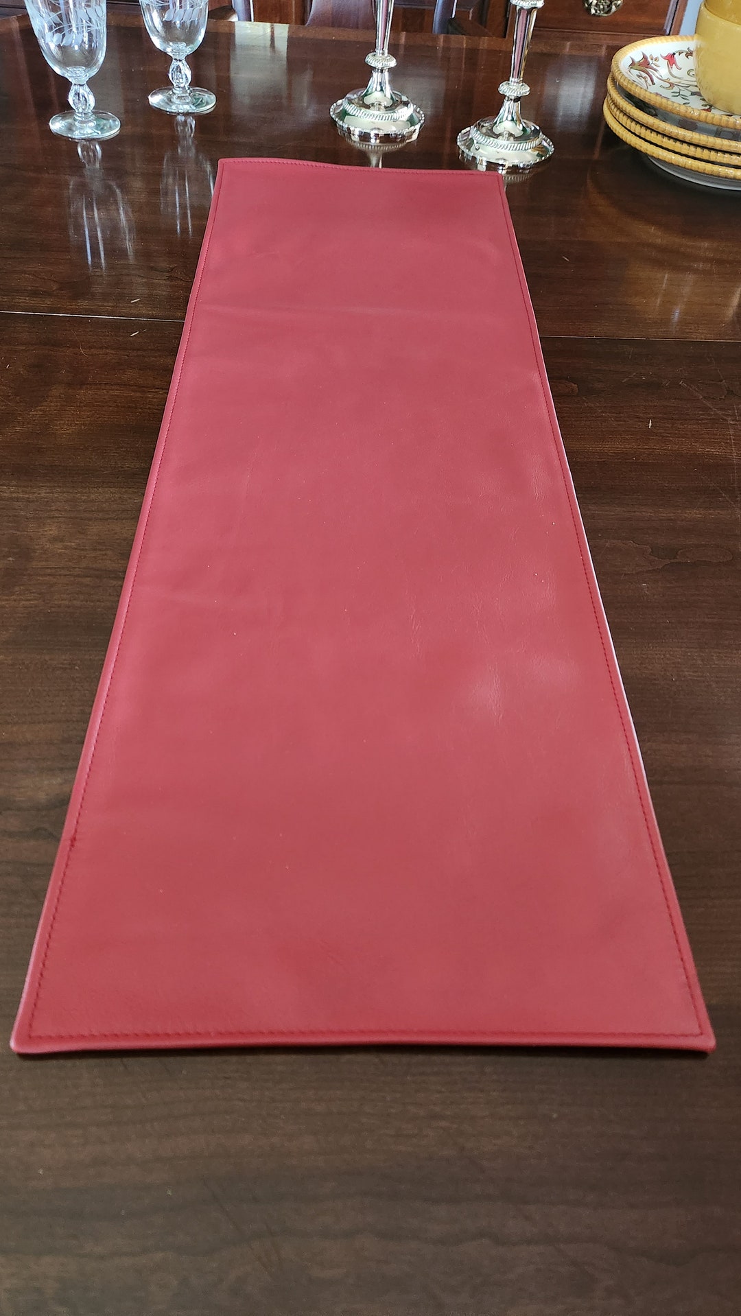 Genuine Leather Table Runner by Limano 12 X 50 Color is True Red ...