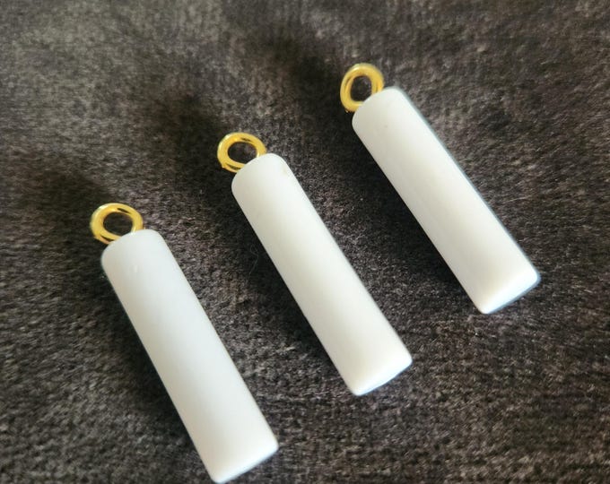 Set of 3 White Zipper Pulls / Zipper Charm / Bar Shaped Design Zipper ...
