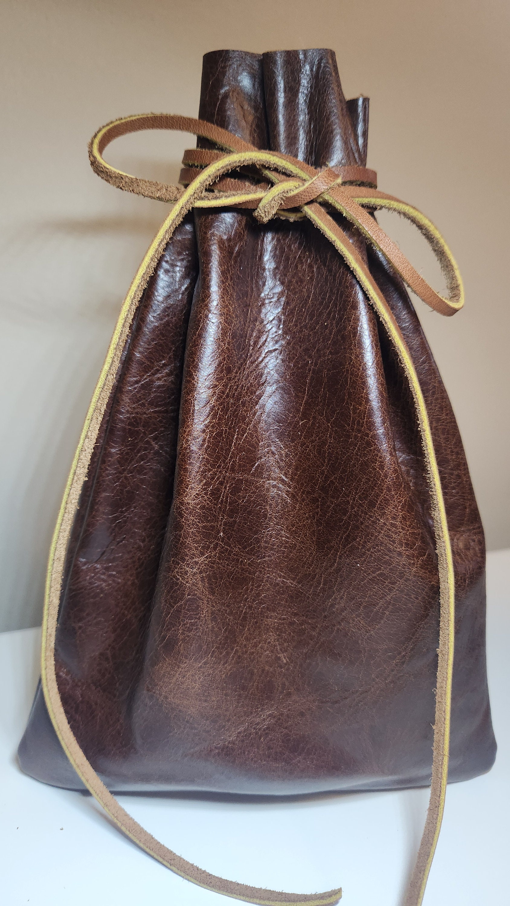 Leather Pouch - Leather Drawstring Pouch - Leather Bag - Leather ...