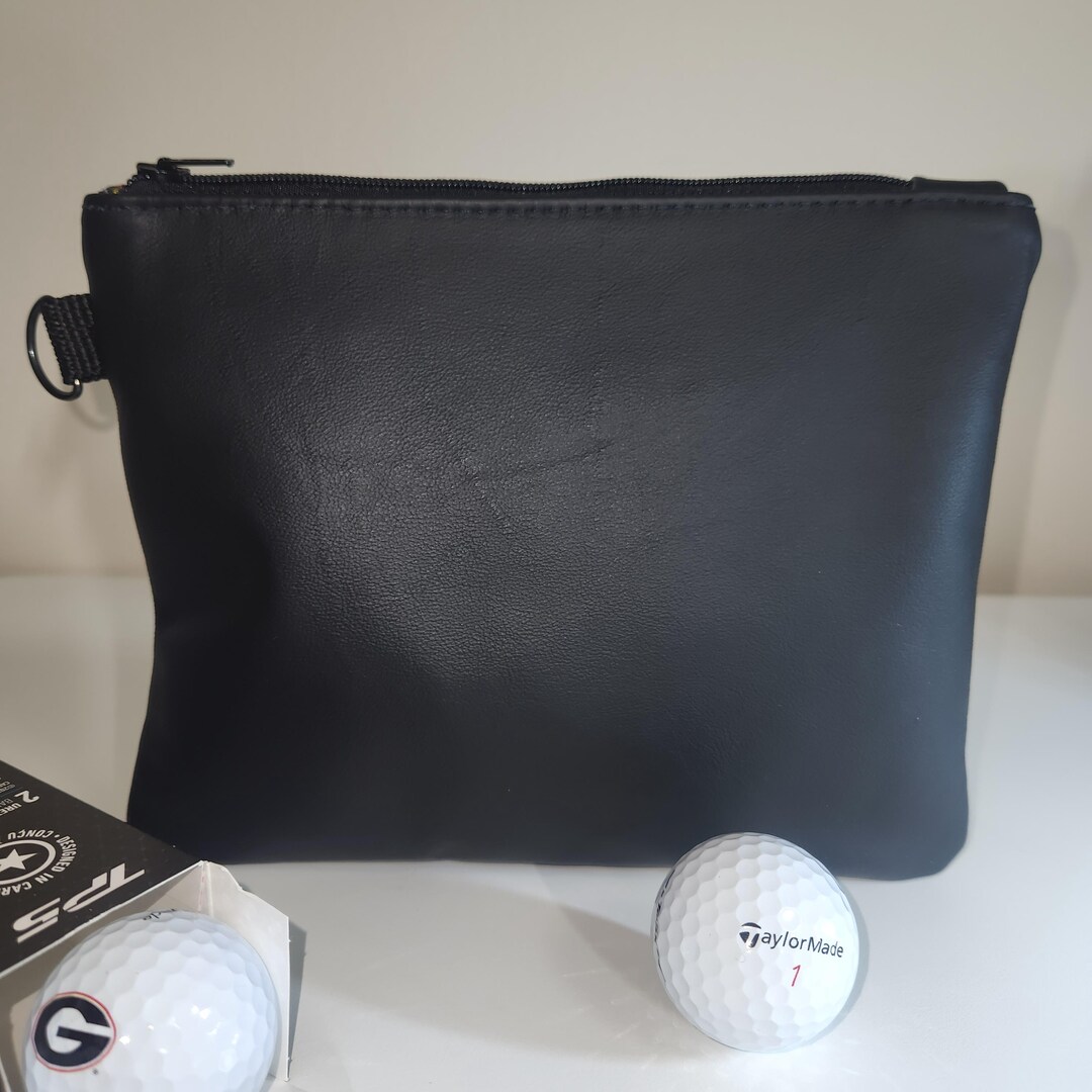 Black Leather Red Tartan Plaid Lined Golf Valuables Pouch With Lucky ...