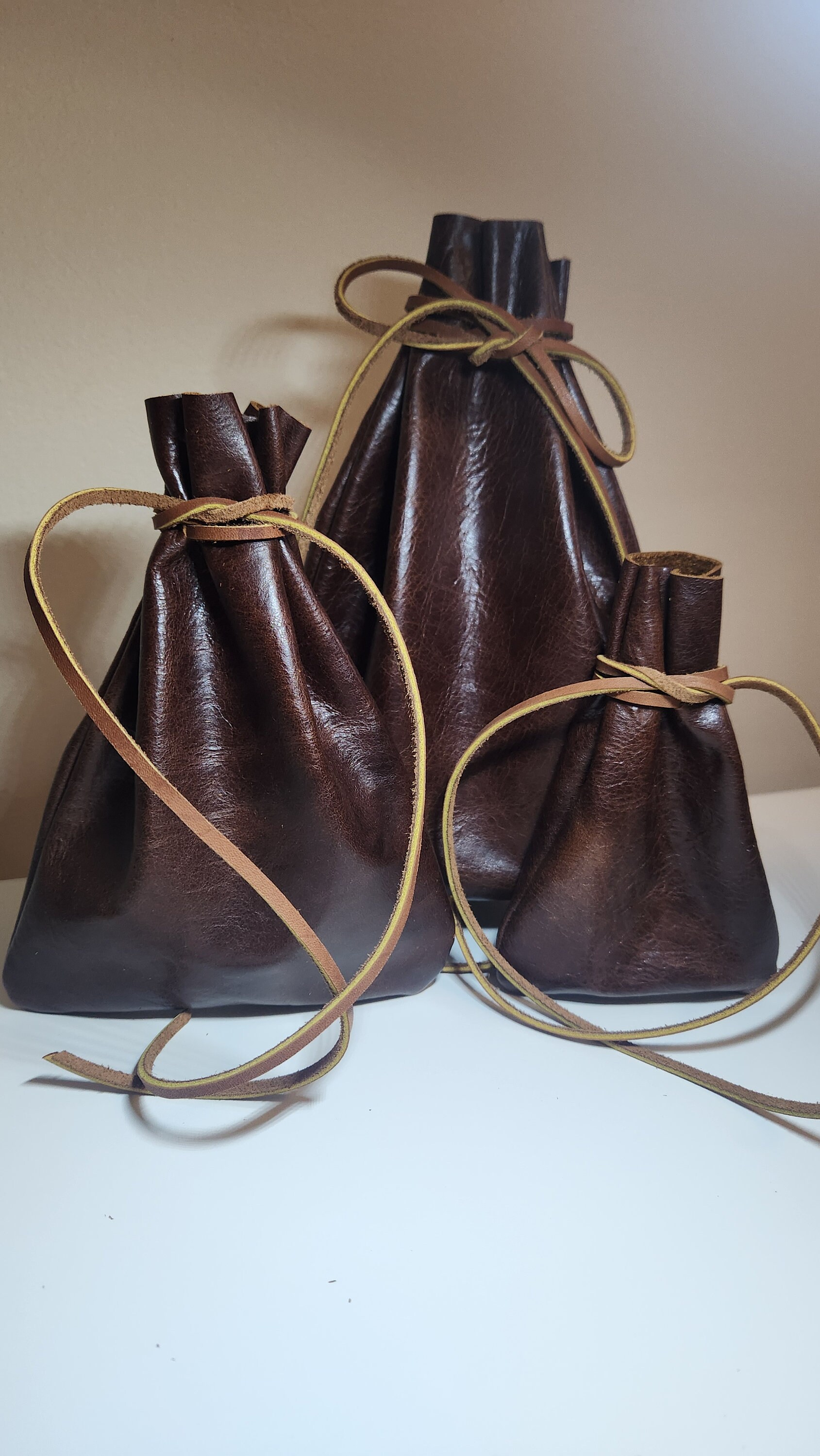 Leather Pouch - Leather Drawstring Pouch - Leather Bag - Leather ...