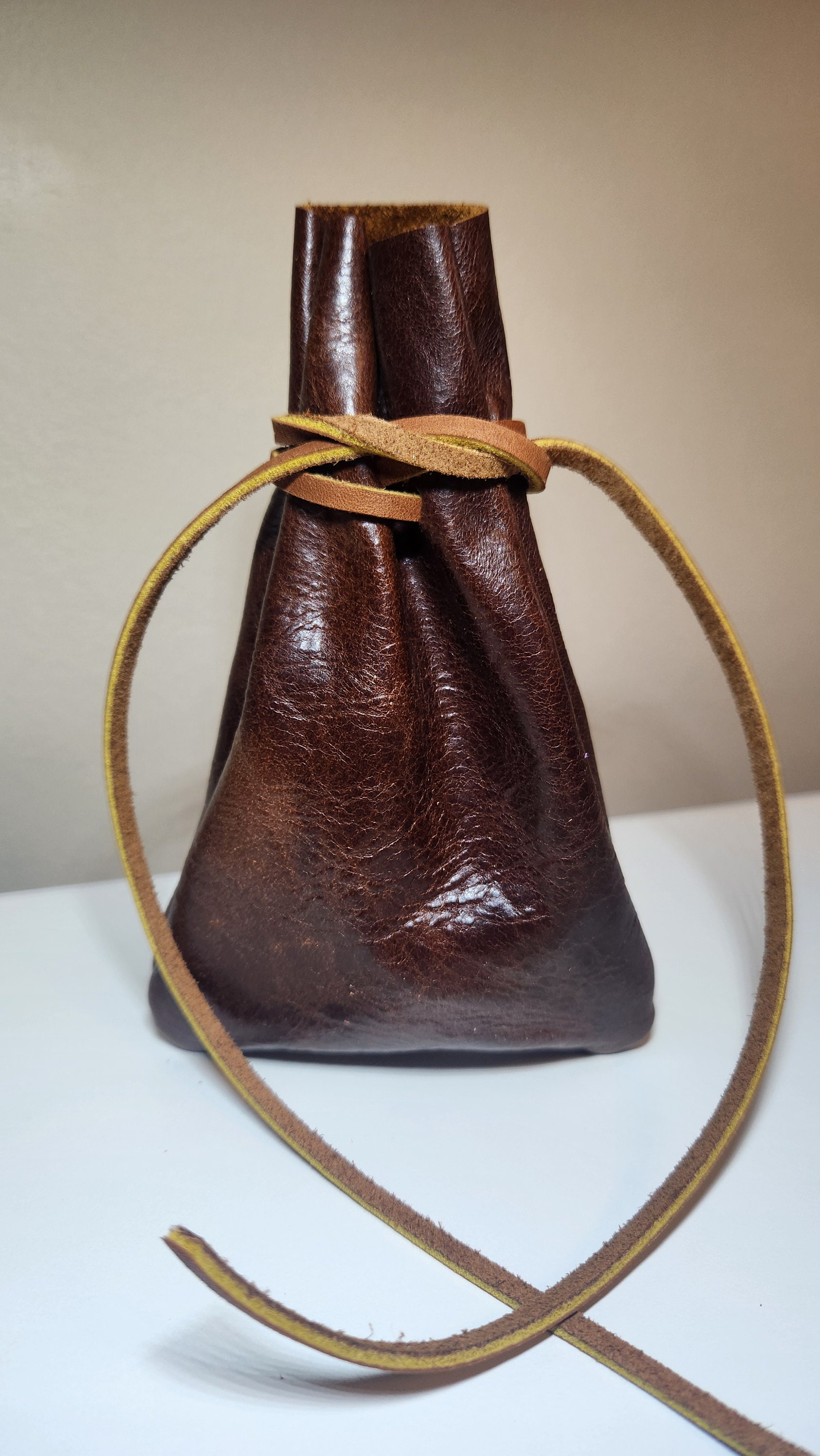 Leather Pouch - Leather Drawstring Pouch - Leather Bag - Leather ...