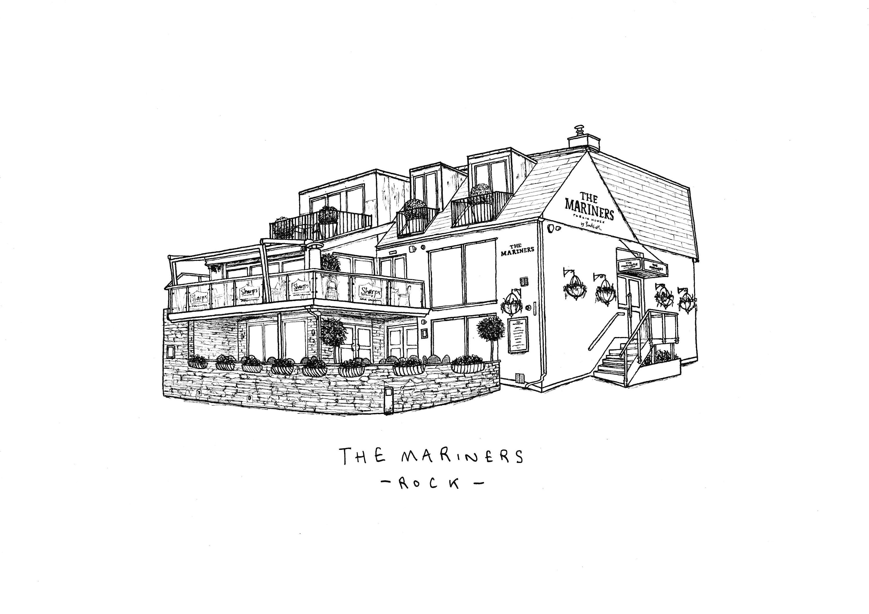 The Mariners, Rock - Fine Line A4 Print - Architectural Illustration ...
