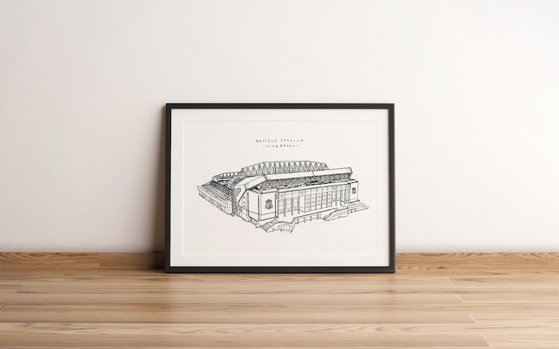 Anfield Stadium, Liverpool - Fine Line Print - Architectural ...