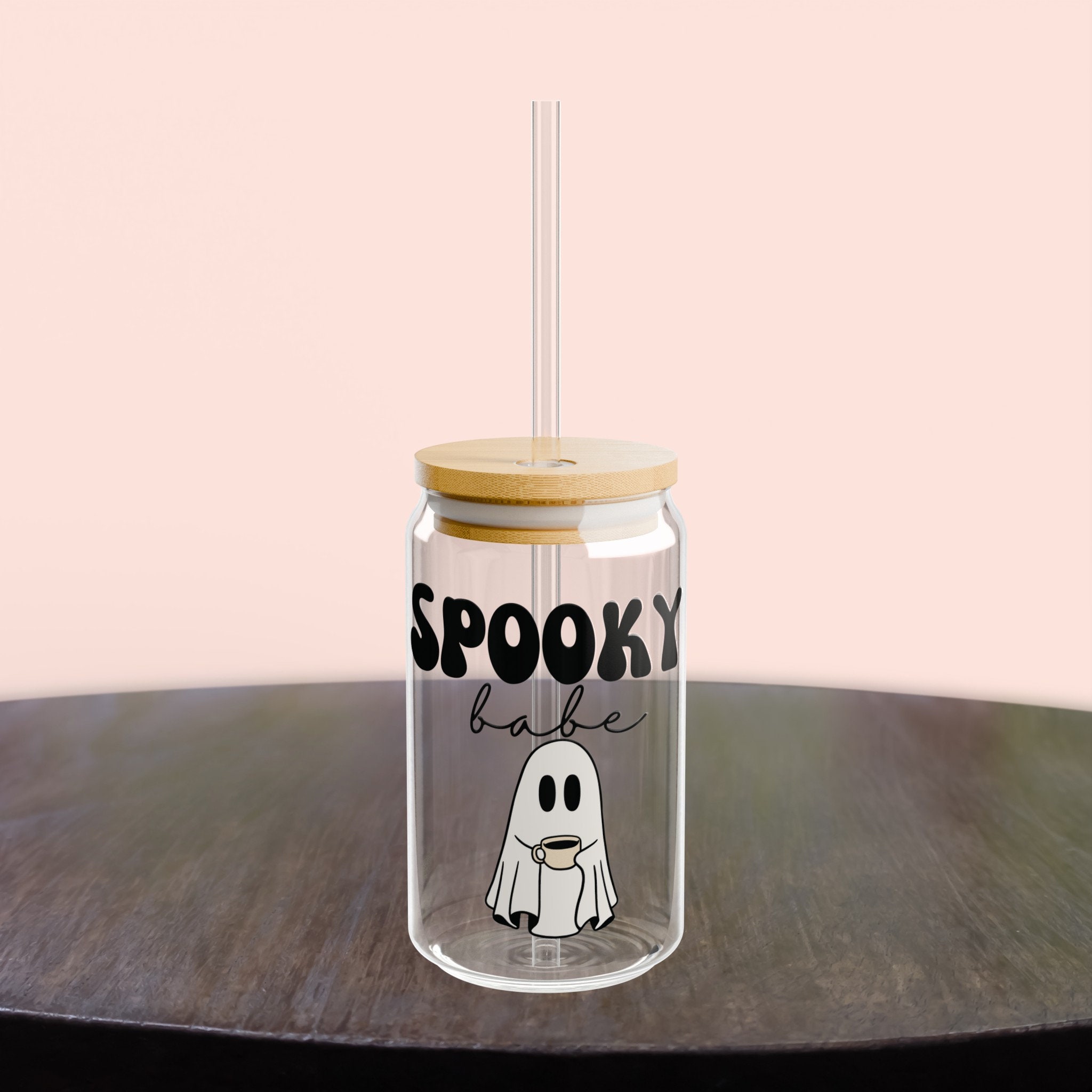 Spooky Babe Glass Iced Coffee Cup 16oz Coffee Ghost Spooky Iced Coffee ...