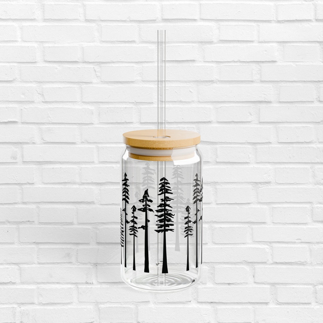 Tree Glass Iced Coffee Tumbler Cup Beer Can Glass Trees Forest Nature ...