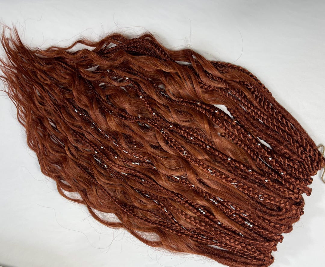 Bronze Curly Dreadlocks, Braids. Copper Dreadlocks Mix Textures ...