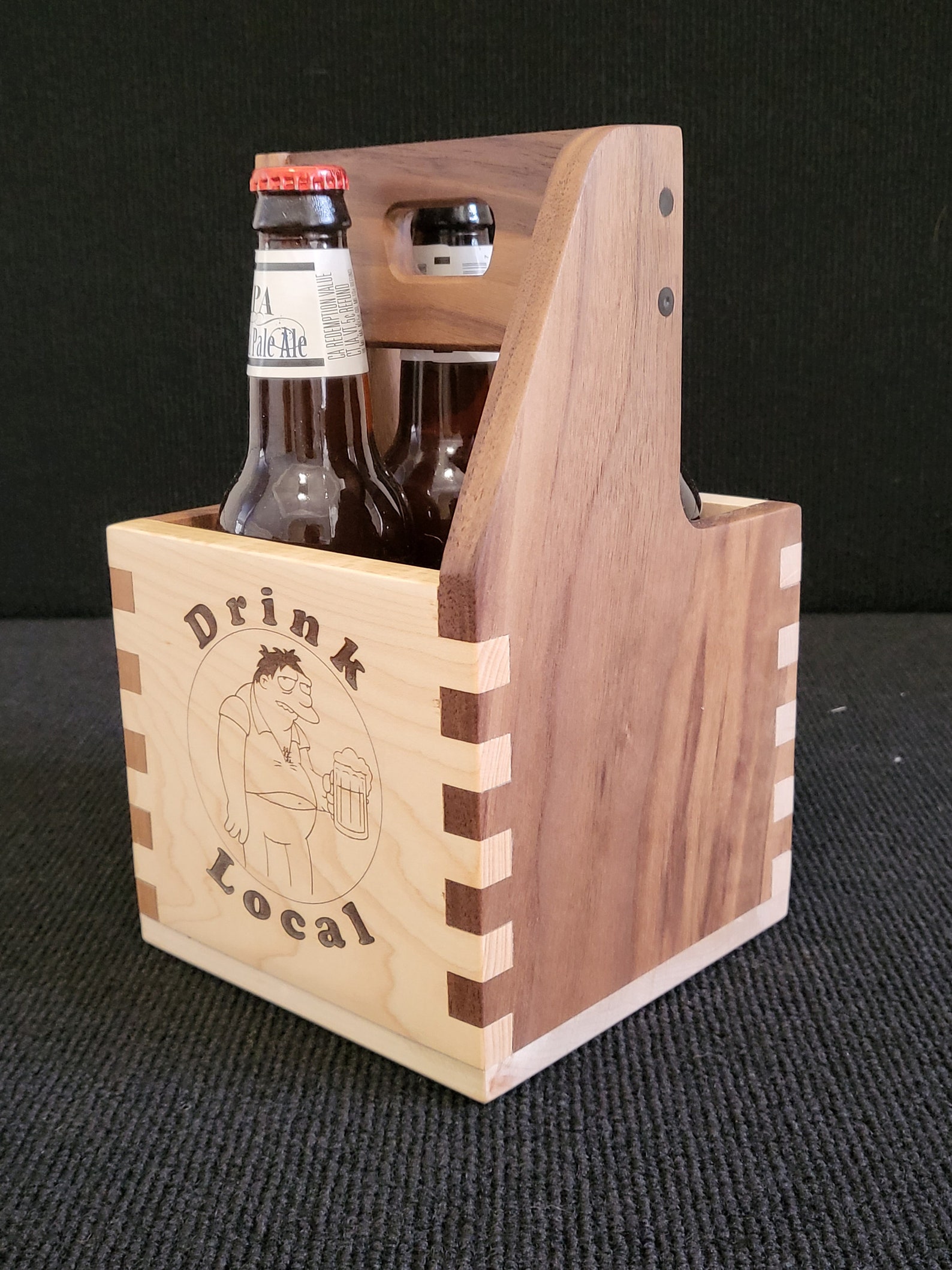 Beer Caddy, Unique Beer Caddy, 4 Pack Beer Caddy, Solid Wood Bottle ...