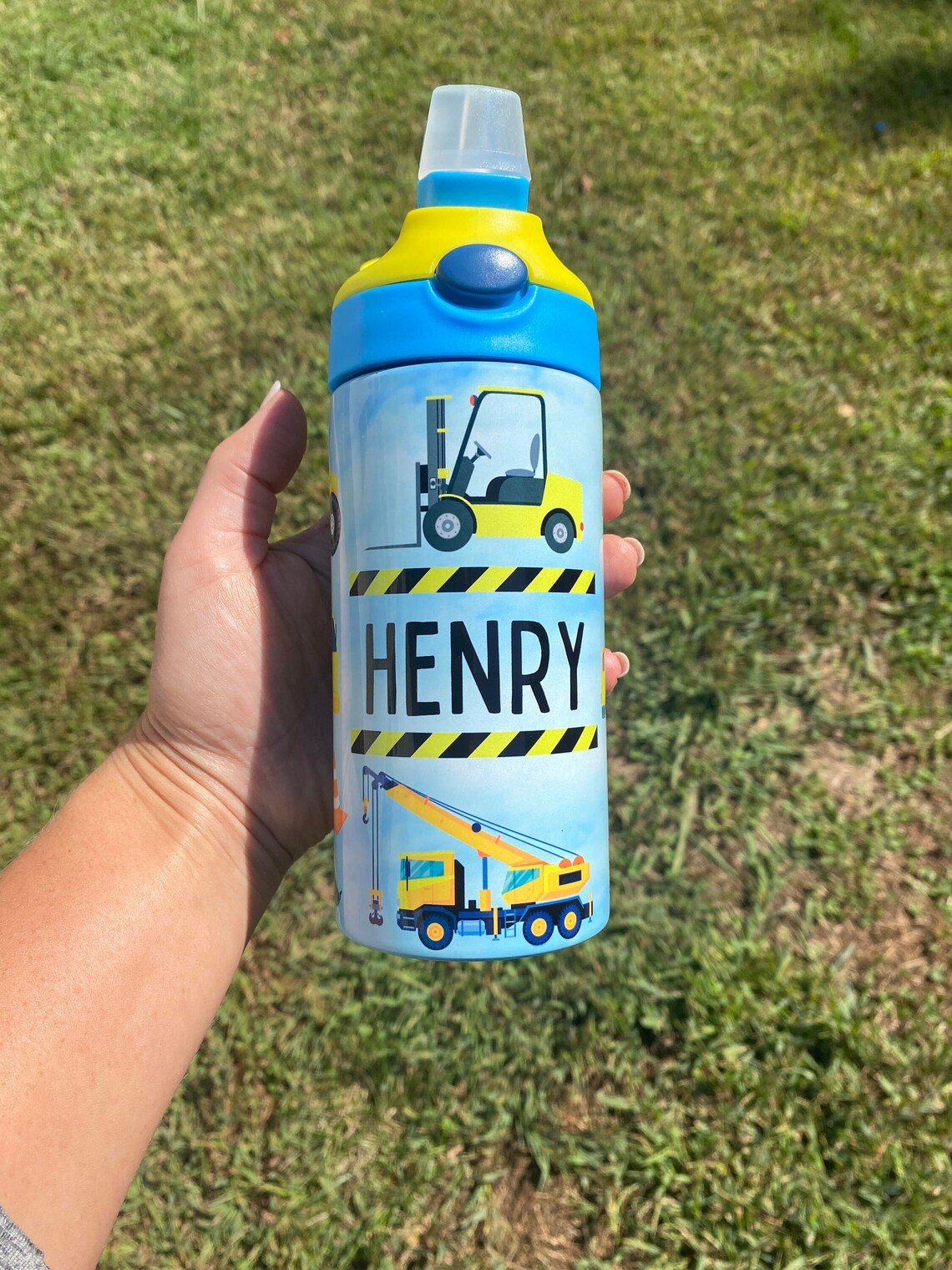 Kid Construction Water Bottle, Personalized Tumbler, Gift for Boy ...