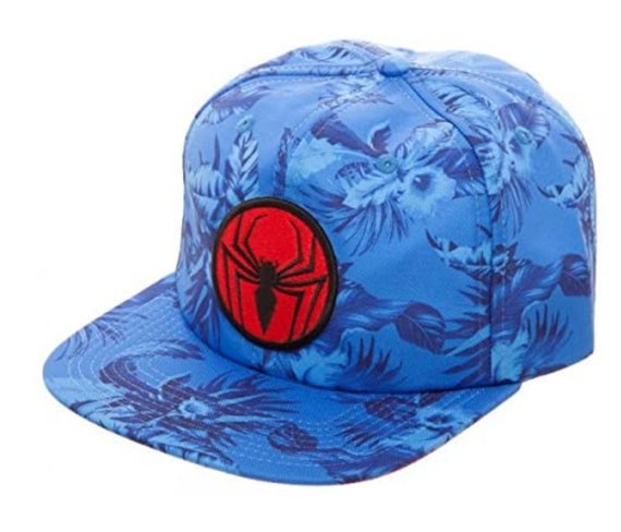 Marvel Comics Spiderman Mono Floral Slouch Flat Bill Hat Blue - Etsy