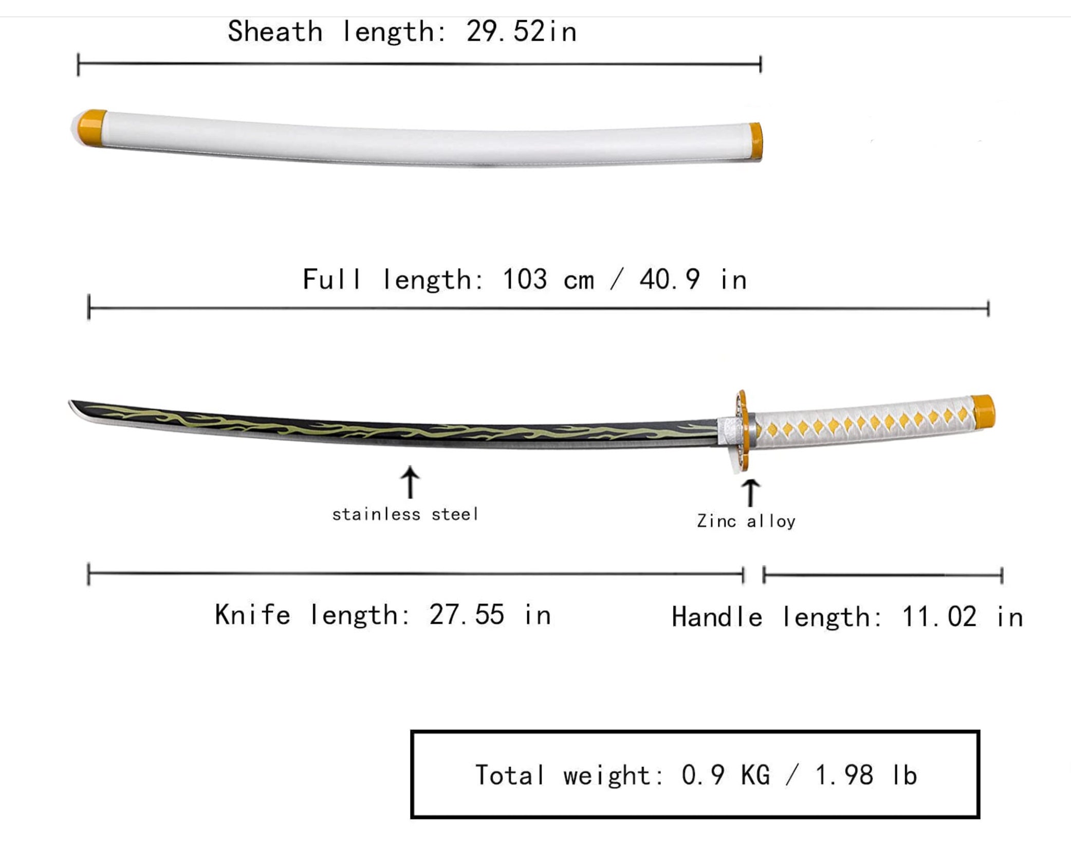 Zenitsu Stainless Steel Metal Sword - Etsy