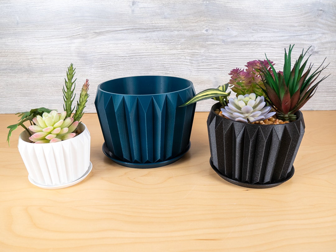 Modern Geometric Planter | Fluted Pot for Plants | Fluted Pot | Indoor ...