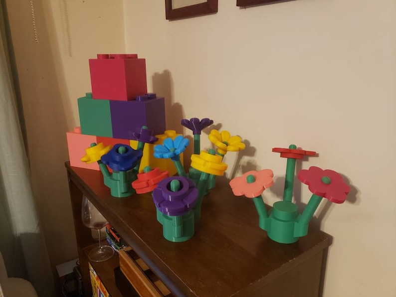 Jumbo Brick Flowers W/ Short Pot 4 Styles 3 Sizes Wife - Etsy