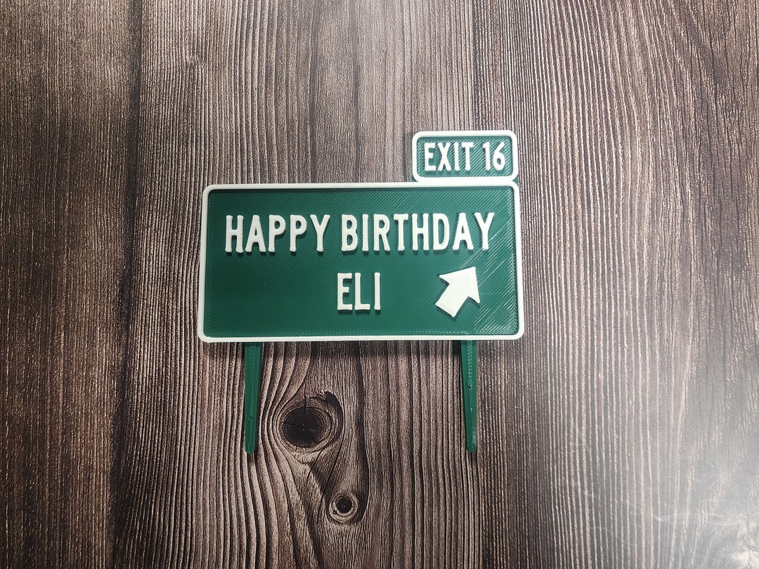 Exit Sign! 3 Sizes, Birthday Cake Topper Only, Happy Birthday ...