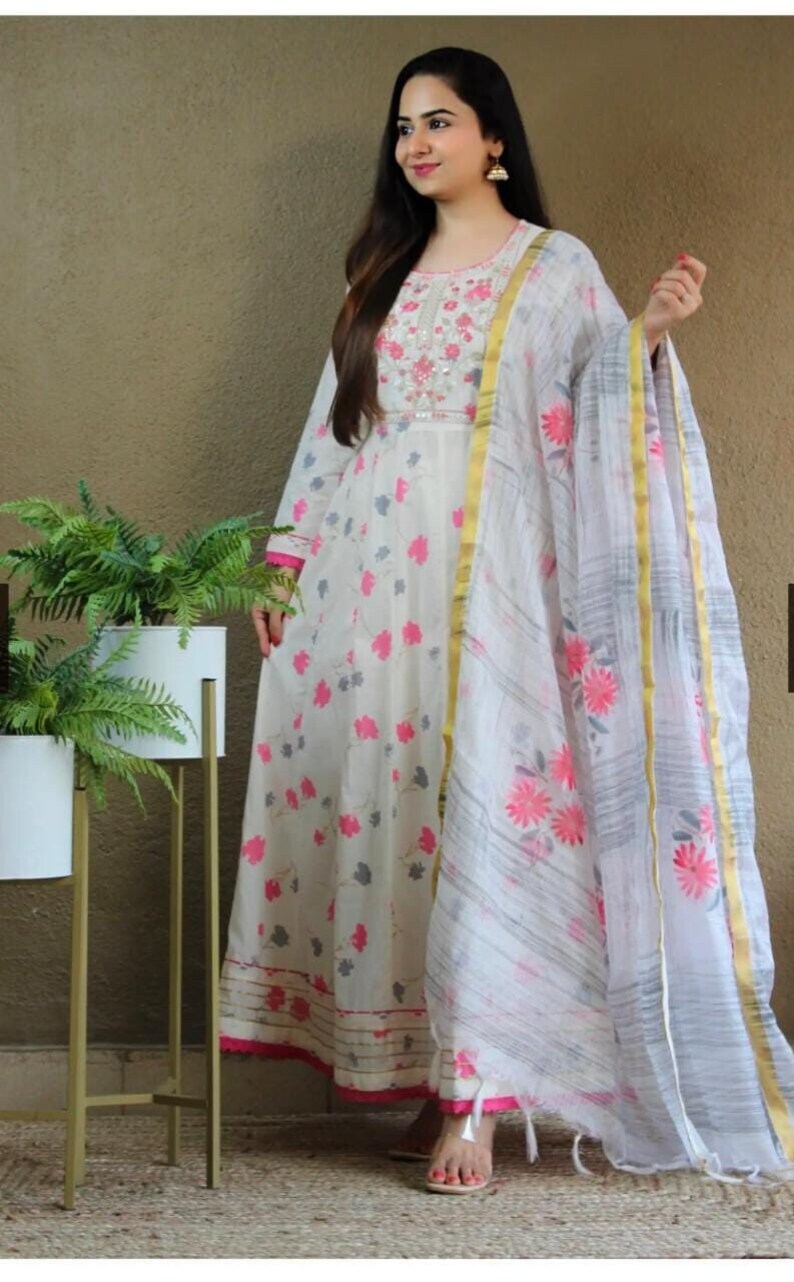 Indian Handmade Kurti Partywear Long Anarkali Kurta Set Kota - Etsy