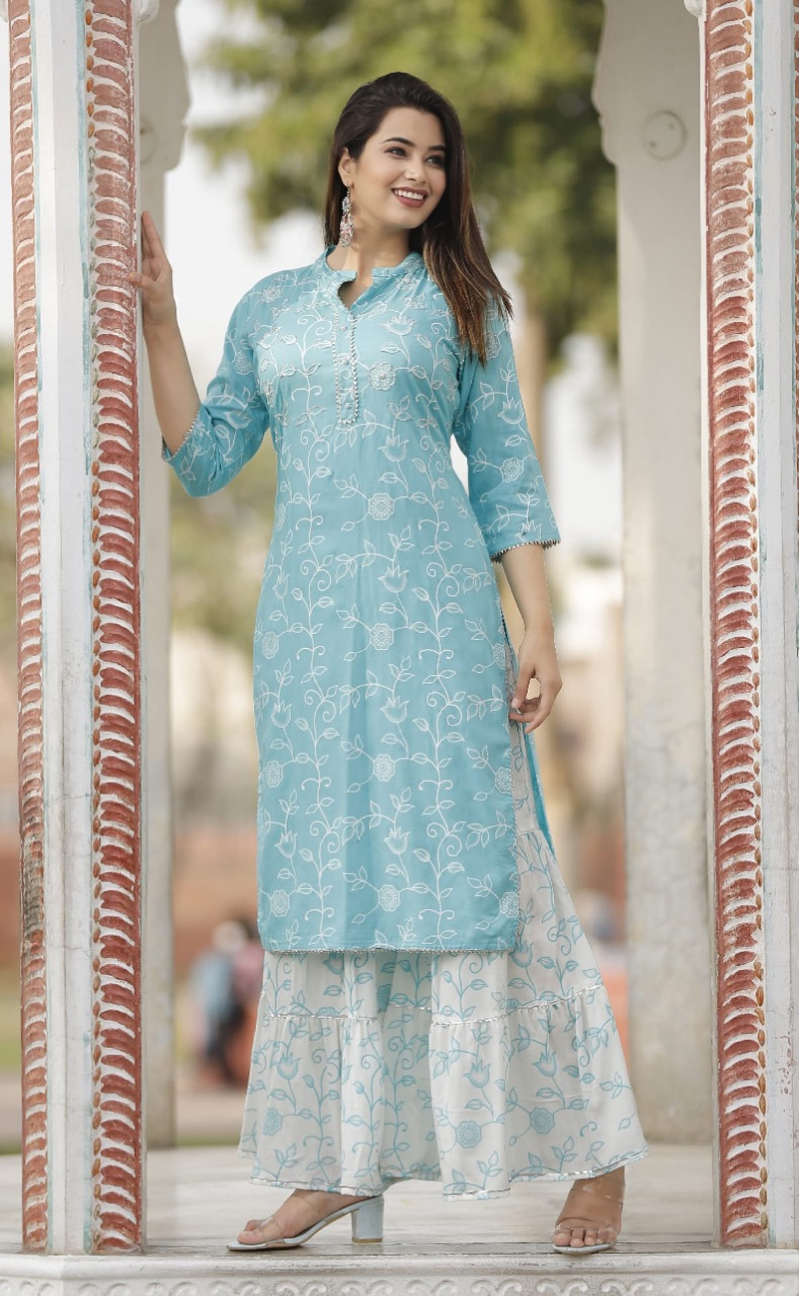 Kurti Sharara Indian Ethnic Kurta Women Set Dress Top Designer Etsy