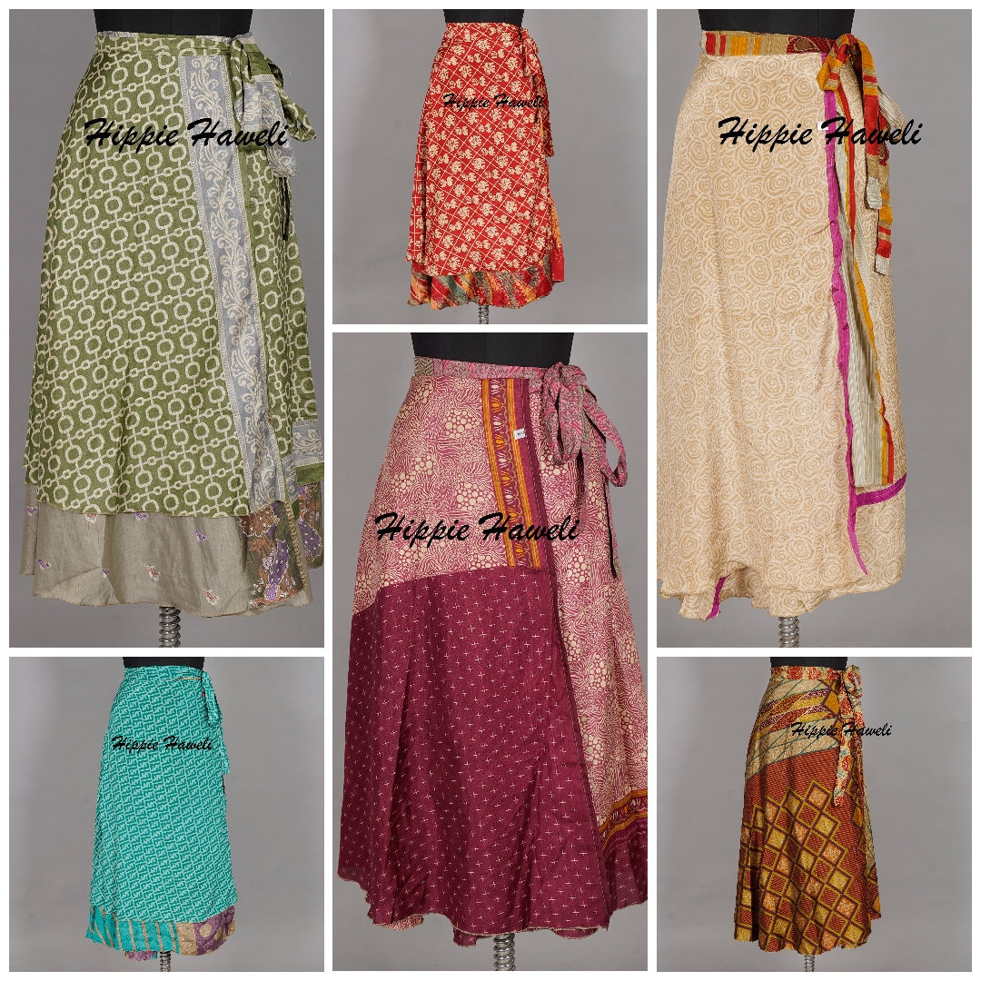 Indian Silk Long Wrap Skirts, Maxi Skirt, Bohemian Skirts, Hippie ...
