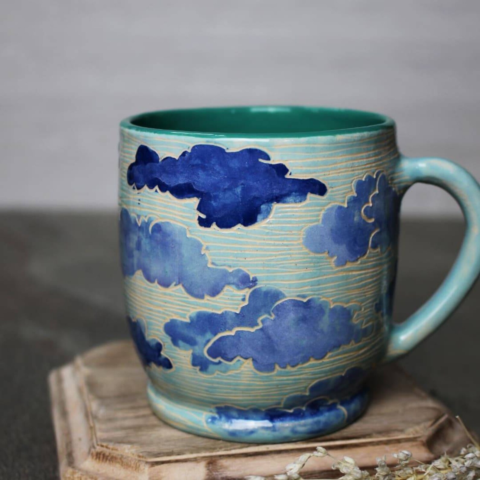Pottery Mug 10 Oz 12oz 14 Oz With Manatee in Clouds - Etsy