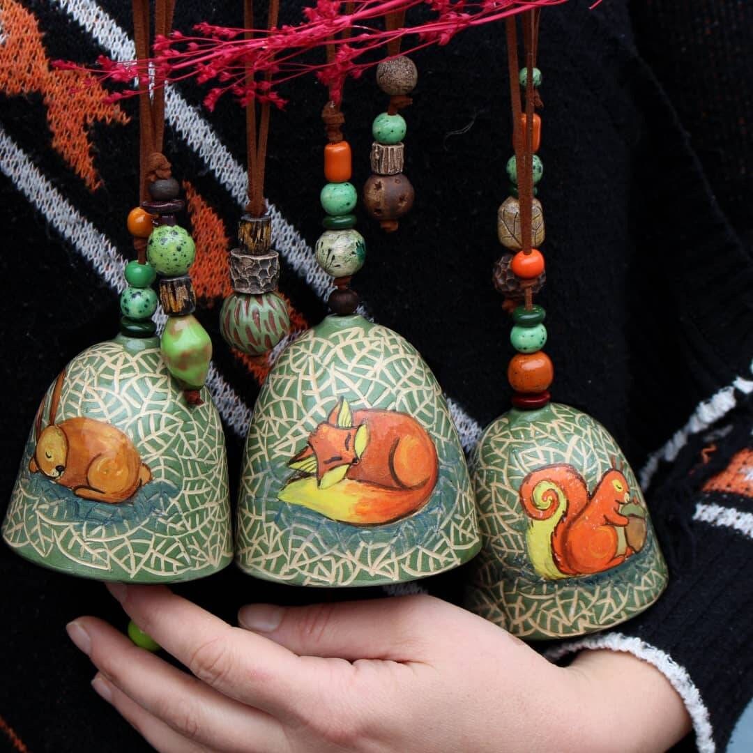 Large Ceramic Christmas Bells - Etsy