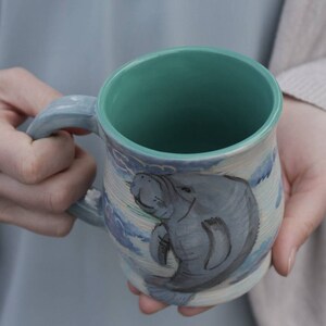 Pottery Mug 10 Oz 12oz 14 Oz With Manatee in Clouds - Etsy