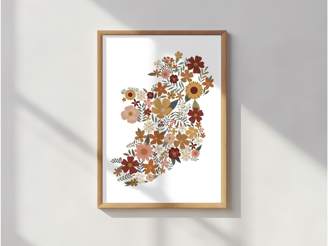 Floral Map of Ireland Art Print: Botanical Home Decor (A5 A4 A3) - Etsy UK