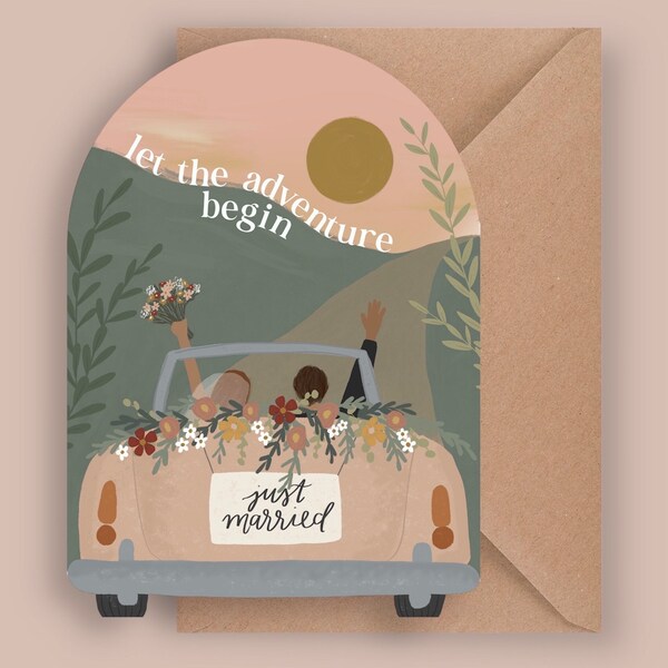 Just Married Card - Etsy
