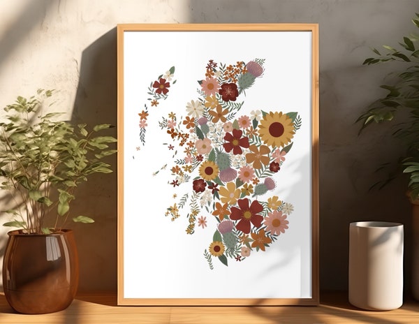 Scotland Map Print / Scotland Illustration Wall Art / Map A3 Print ...