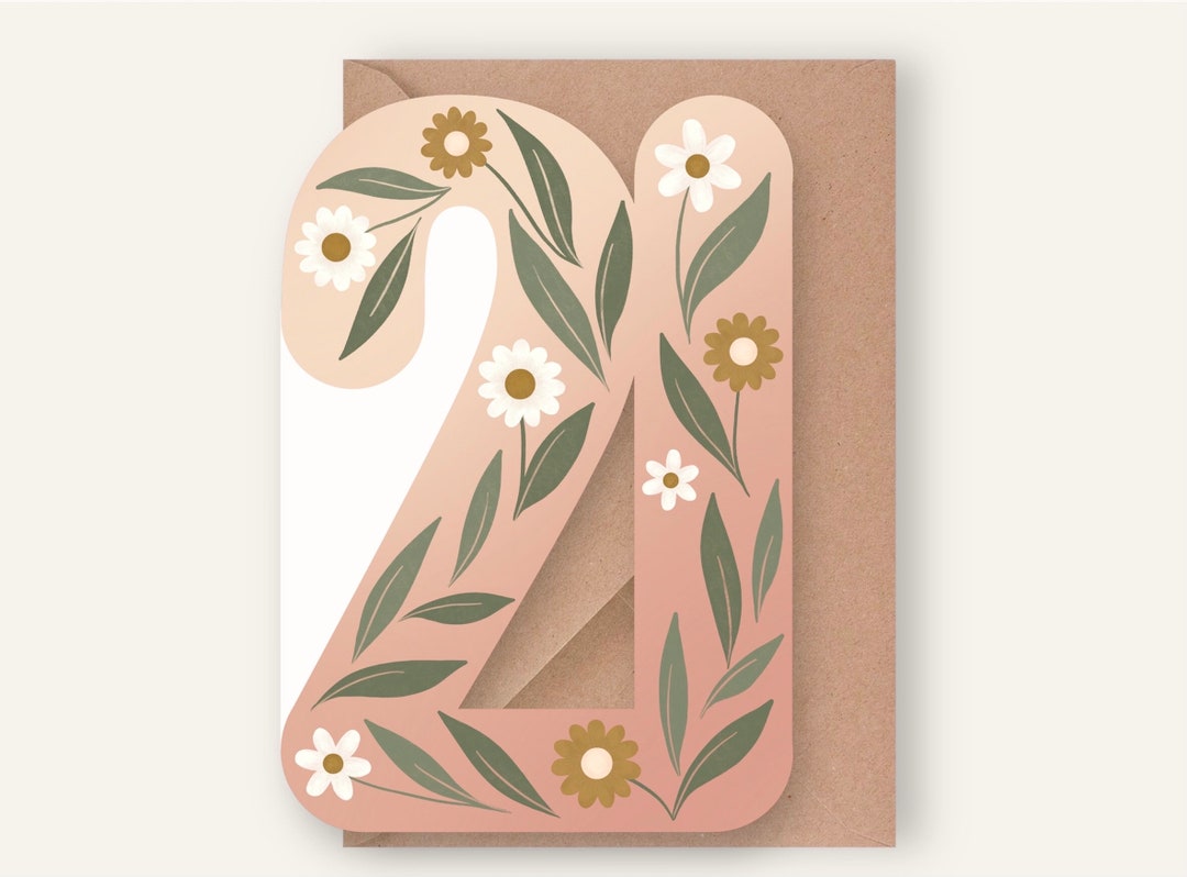 21st Birthday Card / Unique Cutout 21 Shape Greeting Card / Happy 21st ...