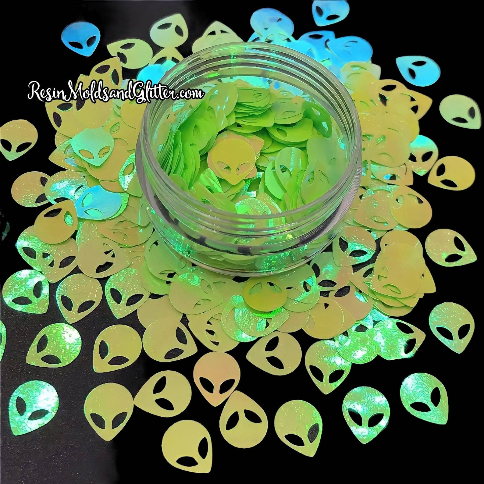 Alien Glitter Green Iridescent Alien Head Glitter for Resin - Etsy