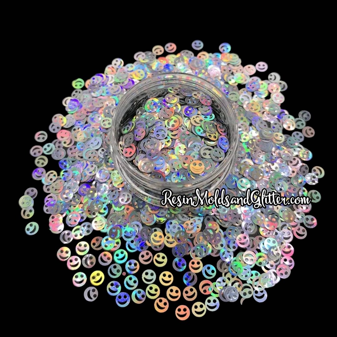 Happy Face Glitter Smiley Faces Holographic Glitter for Resin - Etsy