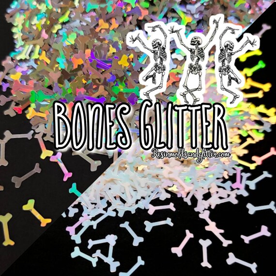 Halloween Bones Holographic Silver Bones Glitter White - Etsy